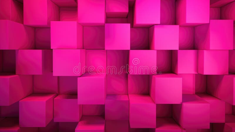 Hot Pink Cubes Wall Background, Abstract Illustration Stock ...