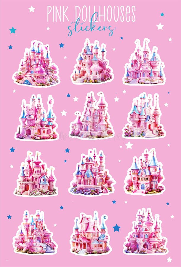 Hot Pink Dolls Houses Stickers Stock Photo - Illustration of clothing ...