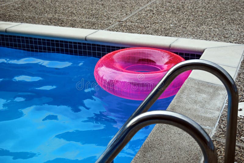 Bright Pink Inflatable Pool Ring Stock Photo - Image of home, donut ...