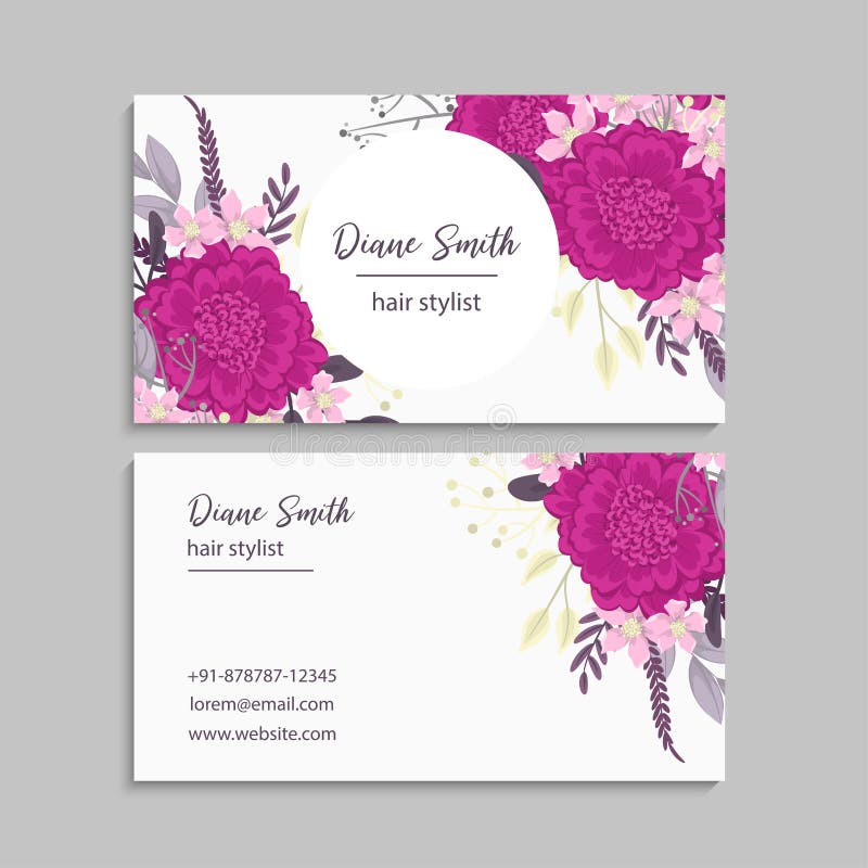 Hot Pink Flower Business Cards Template Editorial Photography ...