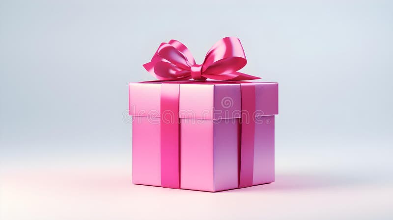 Hot Pink Gift Box in Front of a Light Background with Copy Space ...