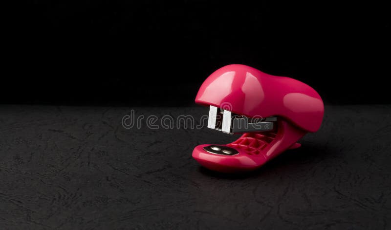 Stationery Stapler and Paper Hearts on a White Isolated Background ...