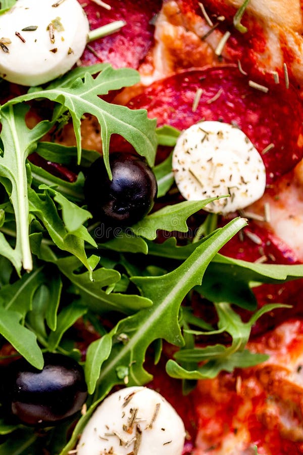 Hot Pizza Background Slice with Pepperoni, Melting Cheese. Top V Stock ...