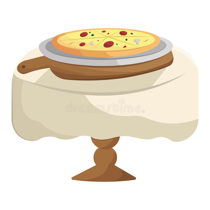 Hot Pizza on Dining Table. Vector Stock Vector - Illustration of plate ...