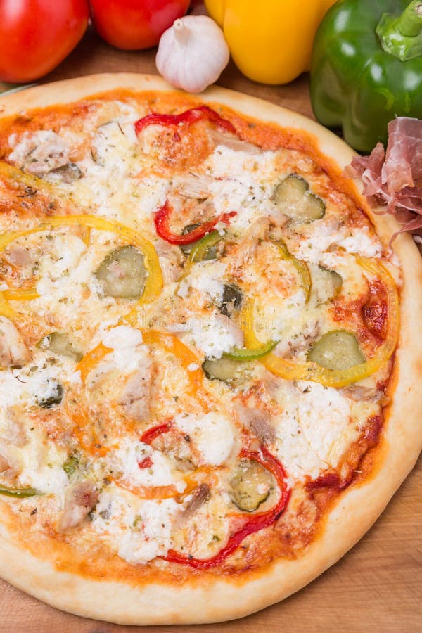 Hot Pizza with Garnish and Components Stock Image - Image of circle ...