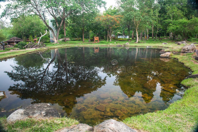 Hot Pond in Chae Son Hot Spring Stock Photo - Image of flow, flowing ...
