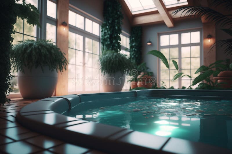 Hot Pool Spa Room Generative AI Stock Illustration - Illustration of ...