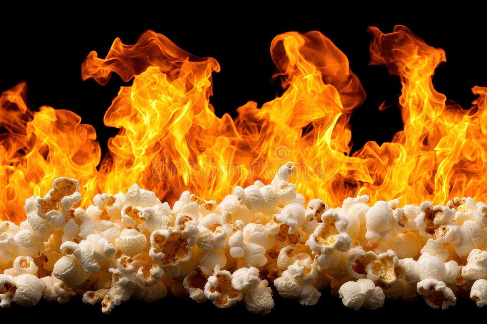 Hot popcorn on fire. stock illustration. Illustration of entertainment ...