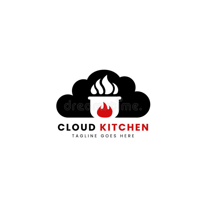 Cloud Kitchen Logo, Modern Digital Online Ghost Kitchen Logo with Cloud ...