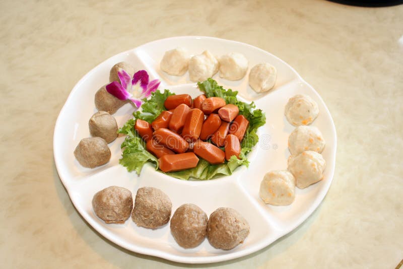 Hot Pot Dish a Round Mass of Food Stock Photo - Image of mass, sausages ...