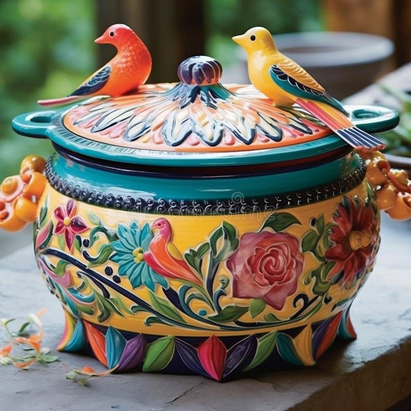 The Hot Pot is Shown with a Unique Trellis Design, Illustration ...