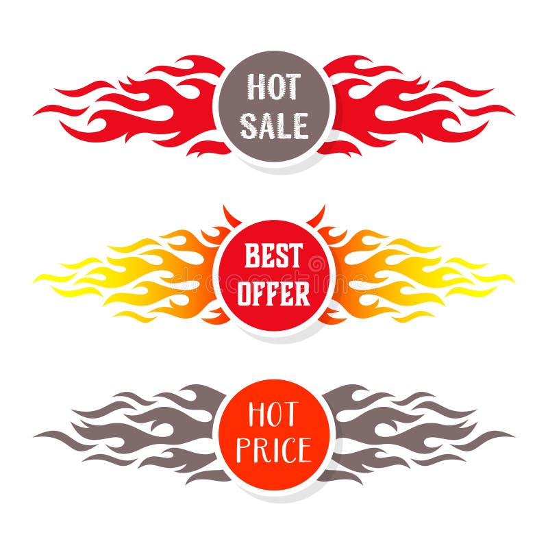 Hot Sale Text Labels Flame Design Stock Vector - Illustration of offer ...