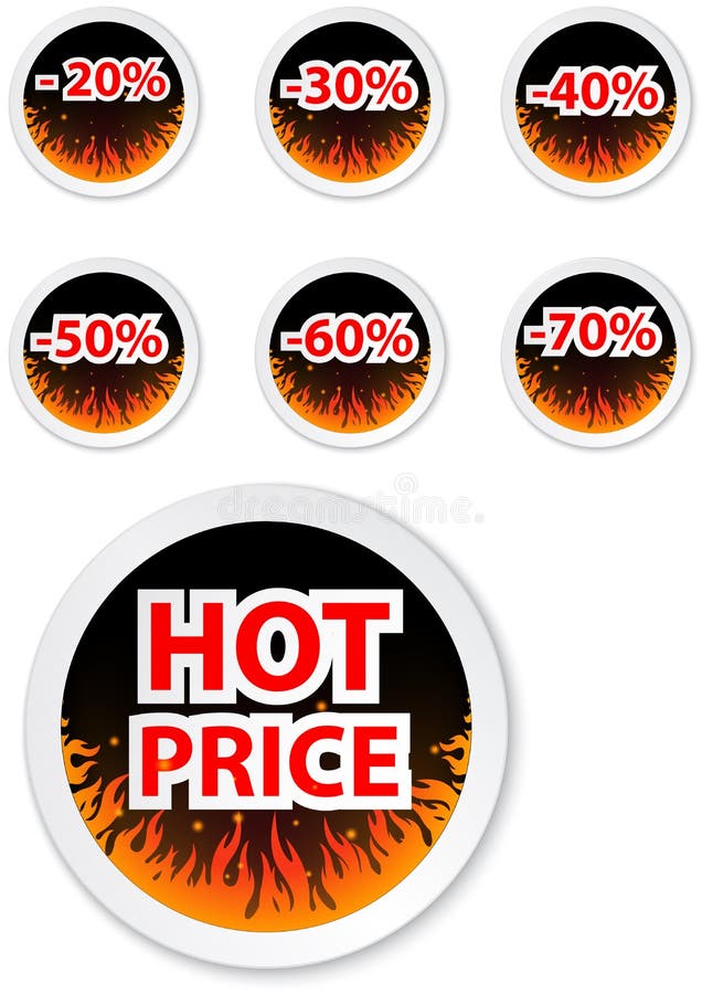 Hot Price Stickers. with Fire Flame Stock Vector - Illustration of sale ...