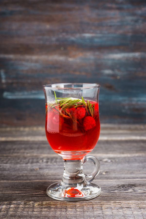 Hot Raspberry Beverage with Rosemary Stock Image - Image of natural ...