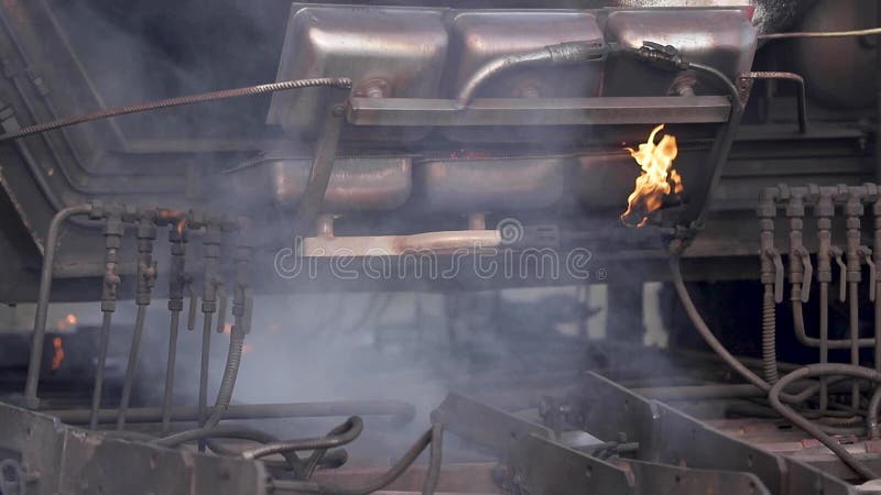 Hot Recycling Machines Running on the Road. Fire Stock Footage - Video ...