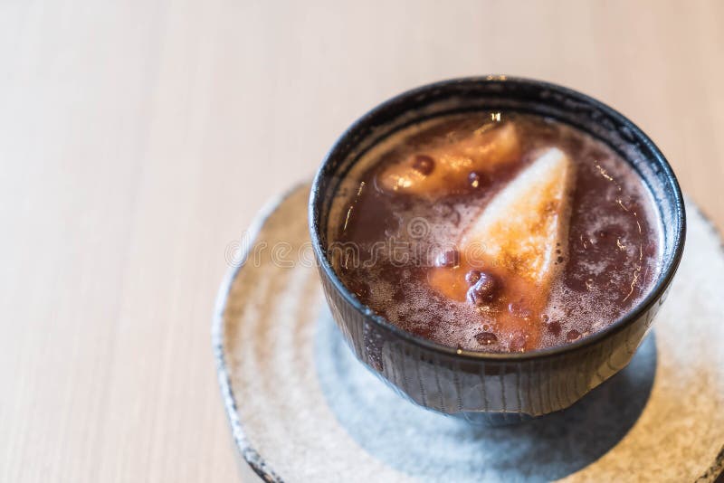 Hot Red Bean Paste with Rice Cake Stock Photo - Image of sweet, paste ...