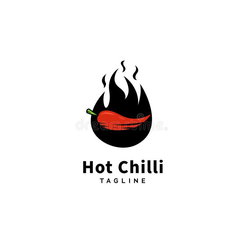 Hot Red Chill Pepper Logo Icon with Fire Flame Stock Vector ...