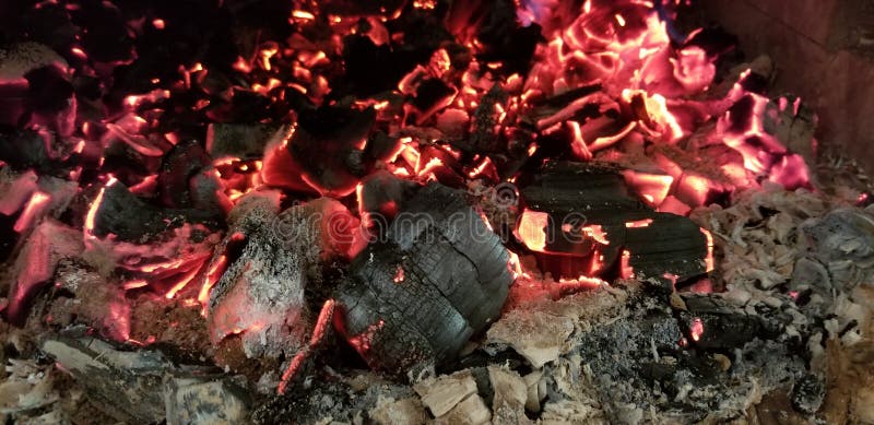 Hot Red Ember in a Fire Place. Stock Image - Image of place, fire ...