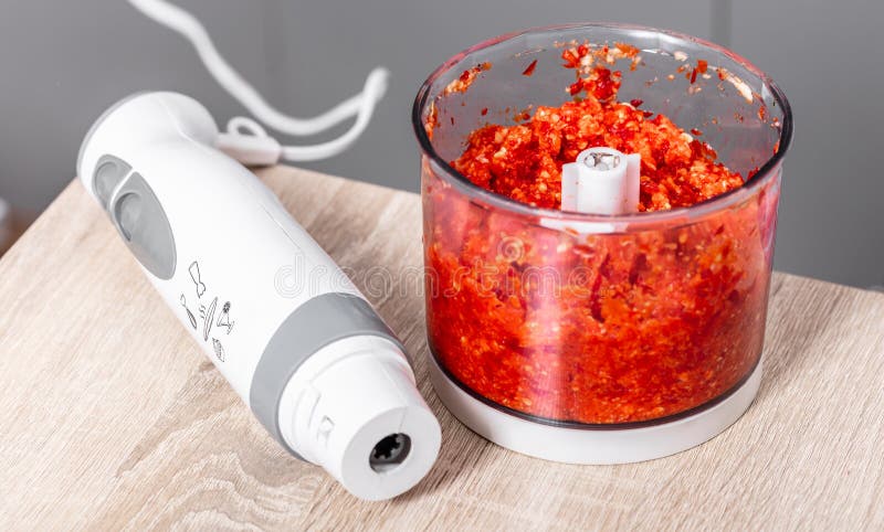 Hot Red Pepper in a Blender Close-up Stock Photo - Image of natural ...