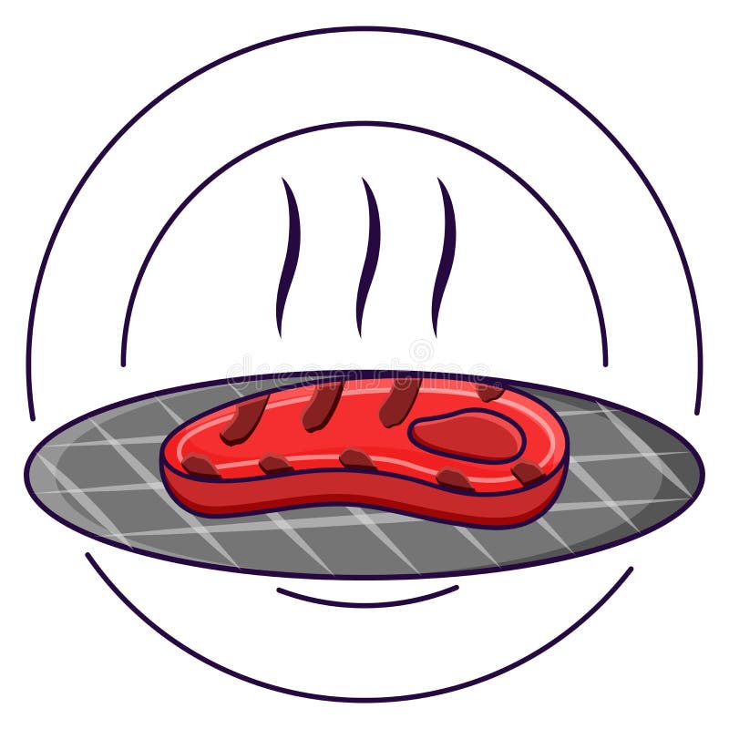 Hot Red Steak Food on Circular Stock Illustration - Illustration of ...