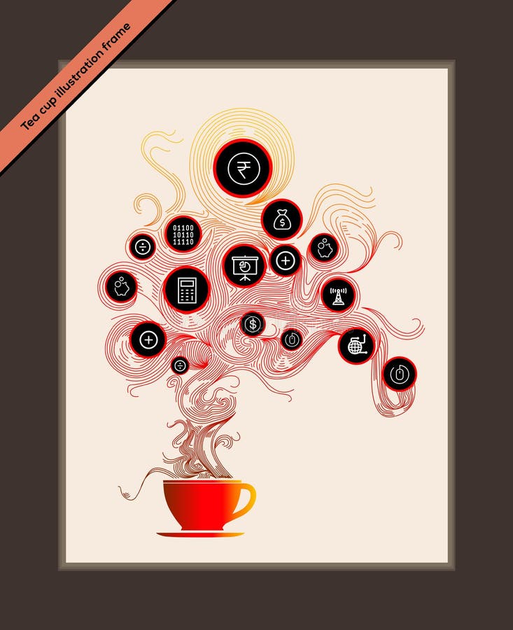 Hot Red Tea Cup Steam Illustration Vector Poster Stock Vector ...