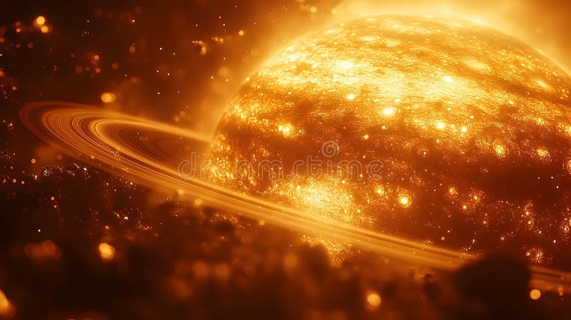 Golden Ringed Planet stock illustration. Illustration of ...