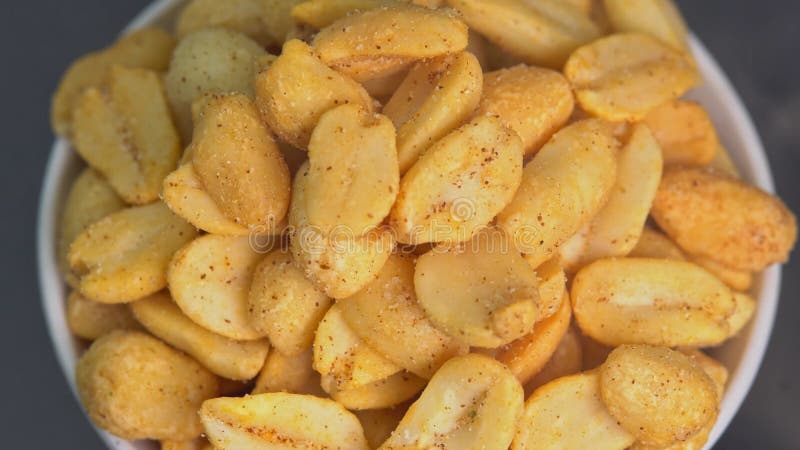 Hot Roasted Peanuts Rotate in a Bawl with Smoke, Peanuts without Shells ...