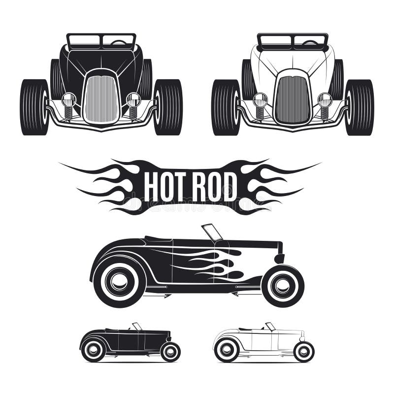 Hot Rod Car Tamplates for Icons and Emblems Isolated on White ...