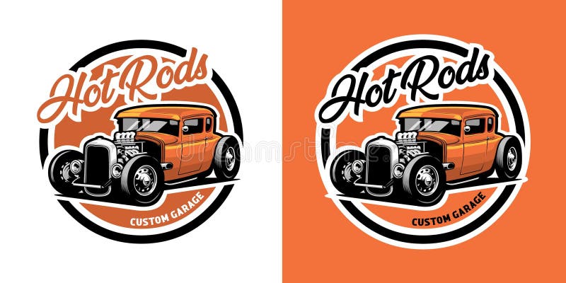 Hot Rod Custom Garage Car Logo Vector Circle Emblem Isolated Stock ...