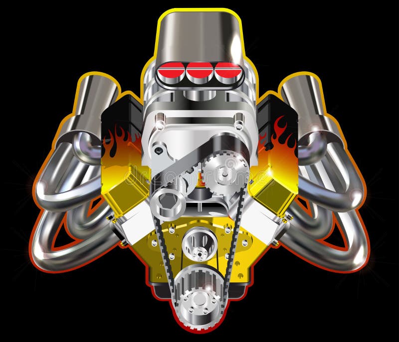 Hot Rod Engine stock vector. Illustration of auto, drawing - 66312035