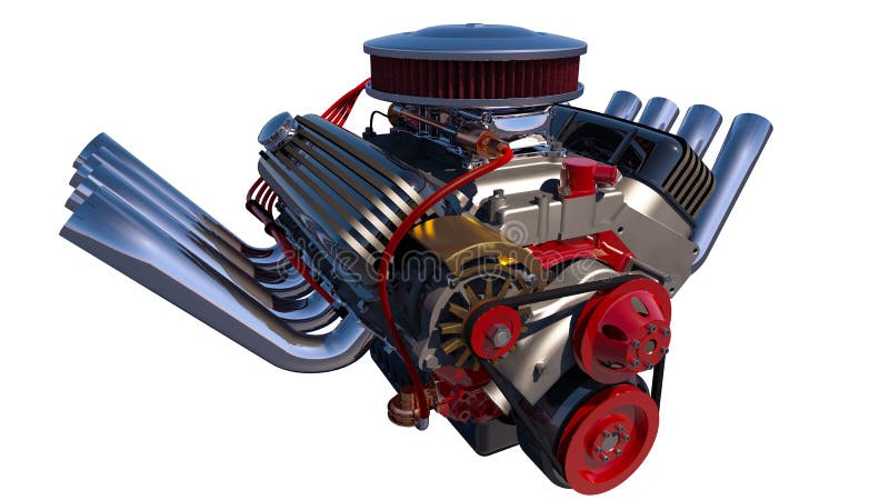 Hot Rod Engine Isolated. 3D Render Stock Illustration - Illustration of ...