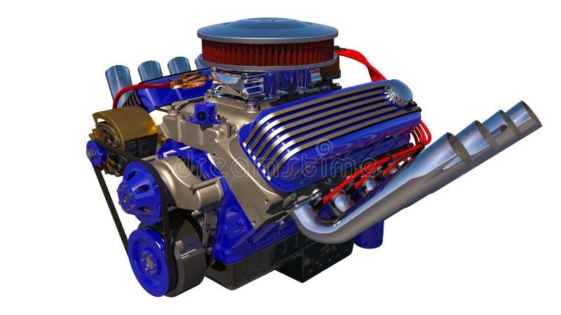 Hot Rod Engine Isolated. 3D Render Stock Illustration - Illustration of ...