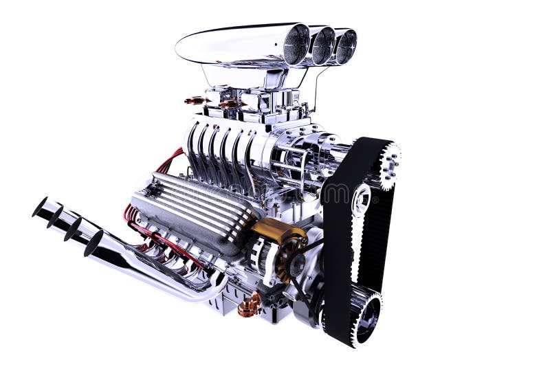 Hot Rod Engine Isolated. 3D Render Stock Illustration - Illustration of ...