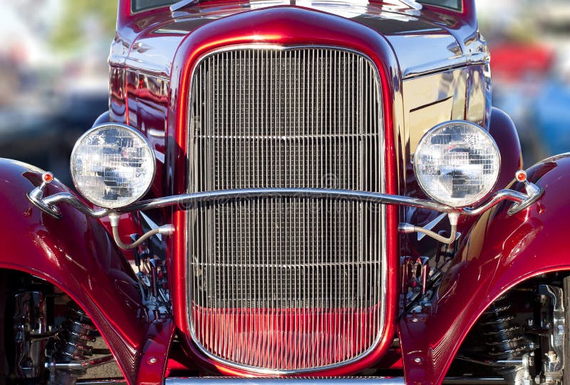 Hot Rod Headlights And Grill Stock Image - Image of chrome, cherry ...