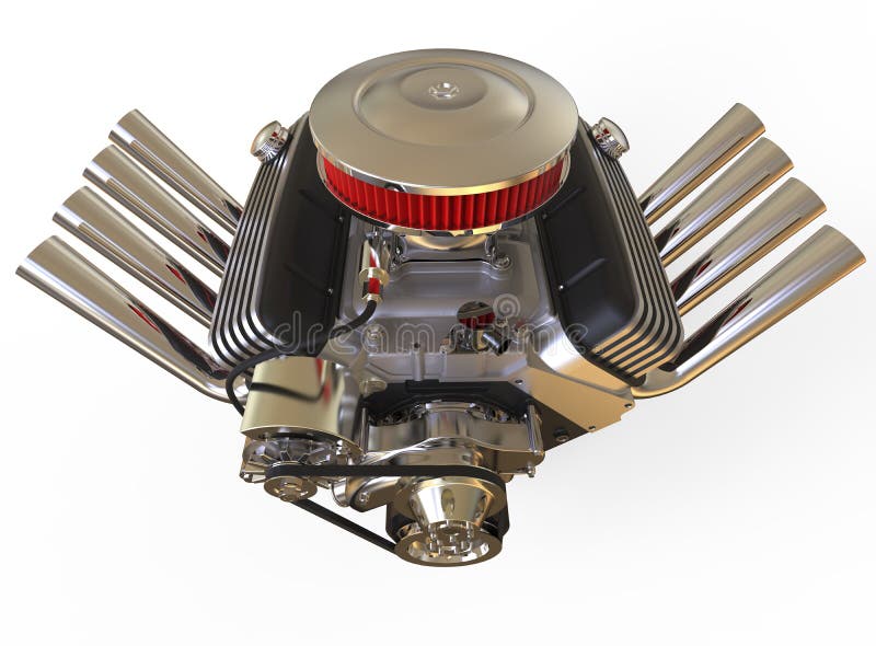 Hot Rod V8 Engine 3D Render Stock Illustration - Illustration of sport ...