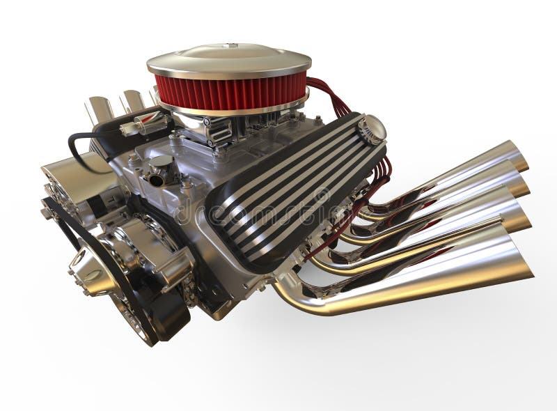 Hot Rod V8 Engine 3D Render Stock Illustration - Illustration of racing ...