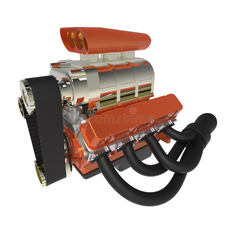 A High Performance Chrome V8 Engine Stock Image - Image of horsepower ...
