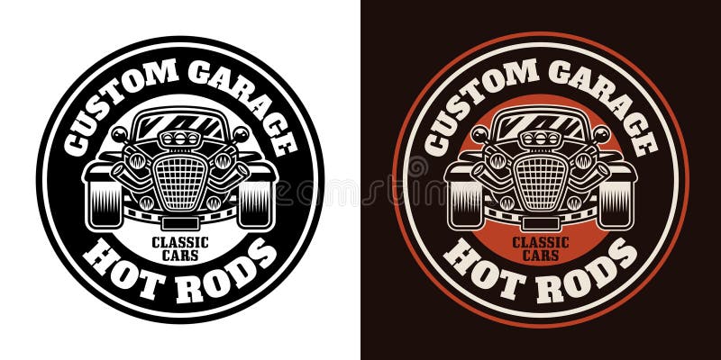 Hot Rod Vector Emblem, Label, Badge or Print in Two Styles Colored and ...