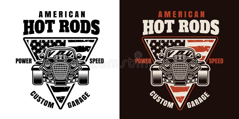 Hot Rod Vector Emblem, Label, Badge or Print in Two Styles Colored and ...