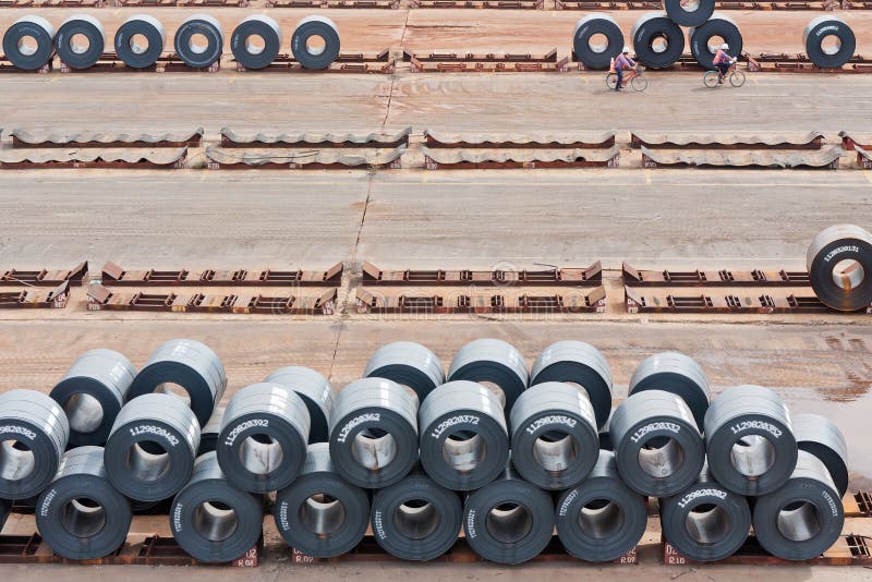 Hot Roll Coil in Coil Yard. Stock Photo - Image of strip, black: 26825478
