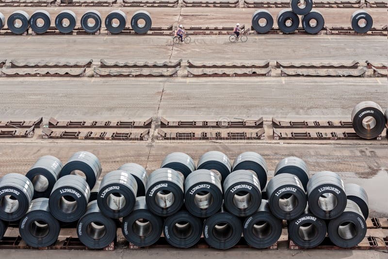 Hot rolled coil yard editorial image. Image of placement - 180668135