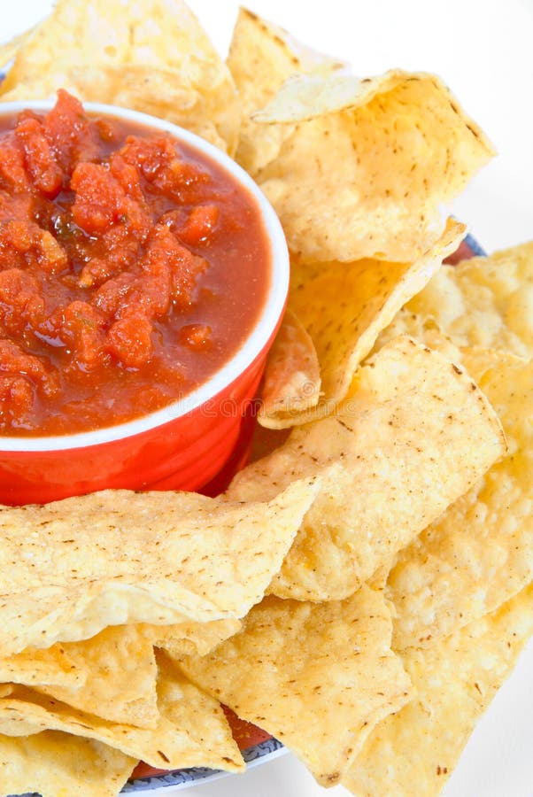 Hot salsa and salty chips stock photo. Image of nature - 3301098