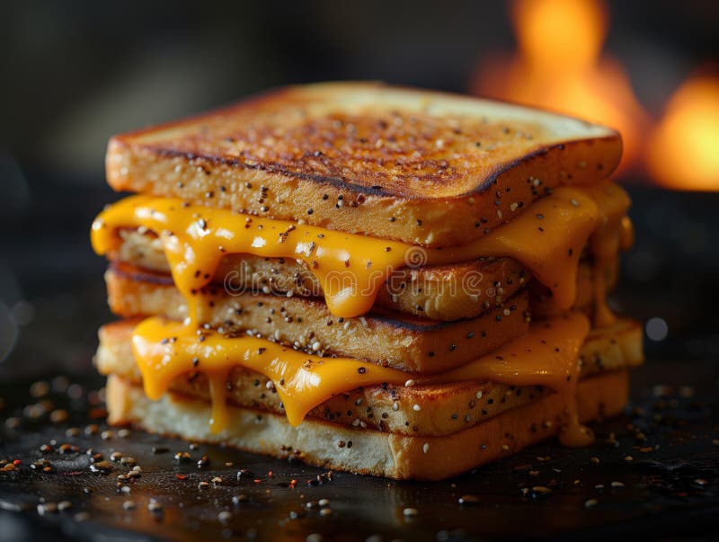 Hot Sandwich with Melted Cheese Stock Illustration - Illustration of ...