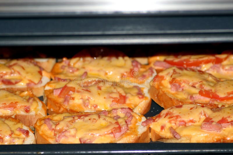 Hot Sandwiches Cooking in the Kitchen-range Stock Image - Image of ...