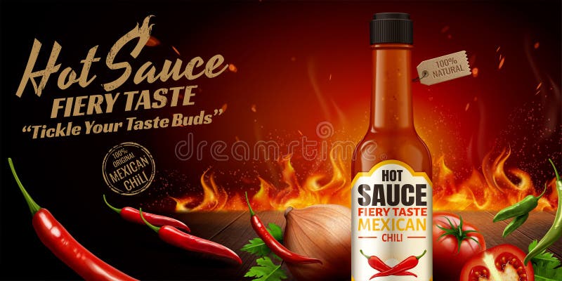 Hot sauce ads stock vector. Illustration of seasoning - 282913552