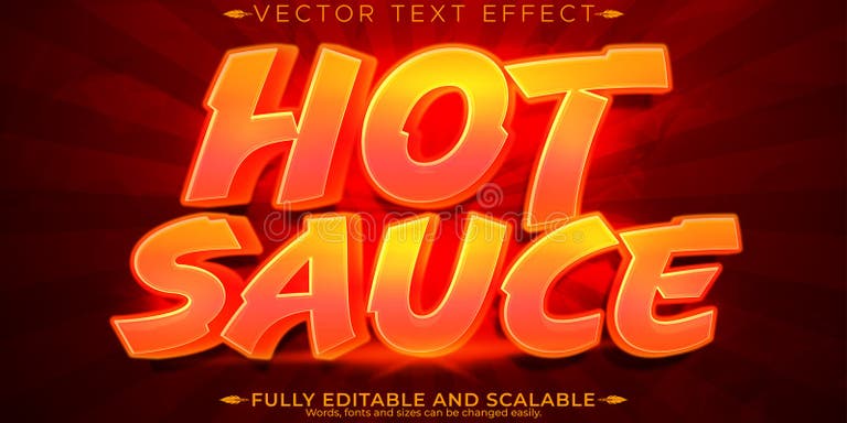 Hot Sauce Text Effect, Editable Chili and Pepper Text Style Stock ...