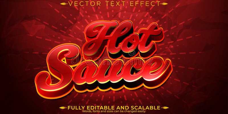 Hot Sauce Text Effect, Editable Chili and Pepper Text Style Stock ...
