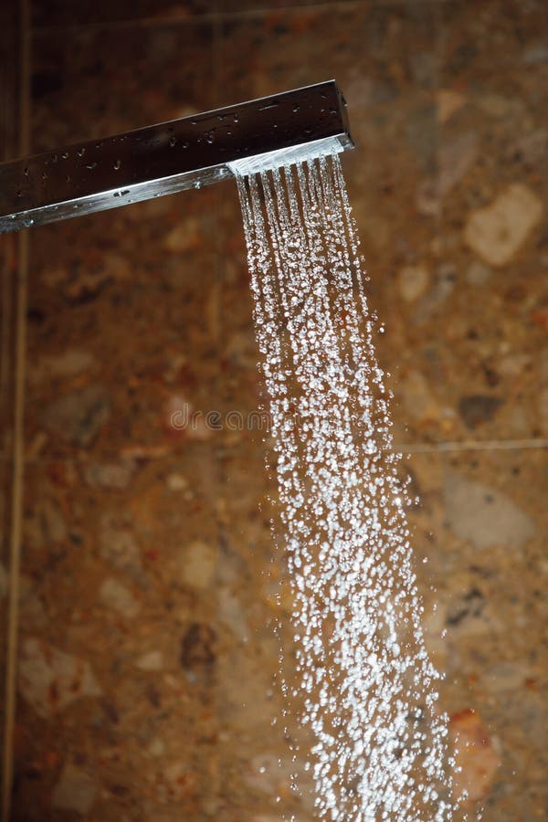 Hot Shower with Water Stream Stock Photo - Image of droplet, fresh ...