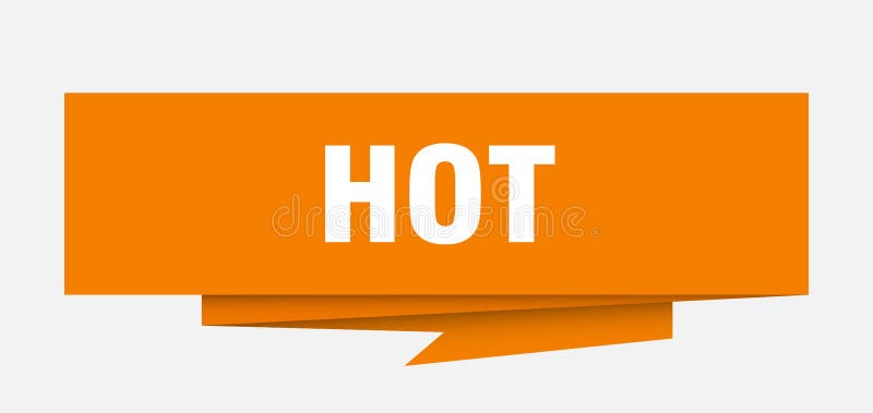 Hot stock vector. Illustration of sticker, orange, flat - 124337214