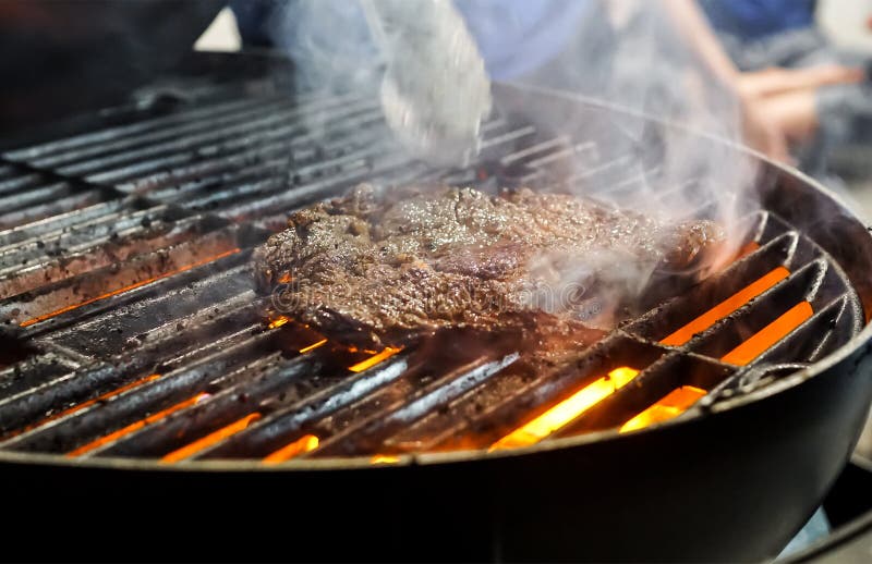 Smoke Coming From A Hot Barbecue Fire Stock Image - Image of dark ...